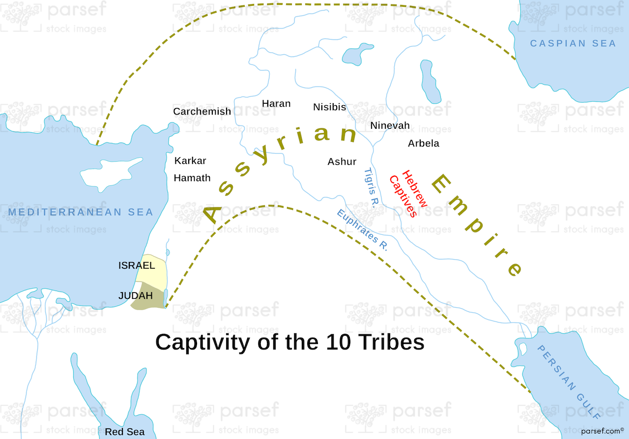 Captivity of the 10 Tribes Bible Map | Free Bible Maps