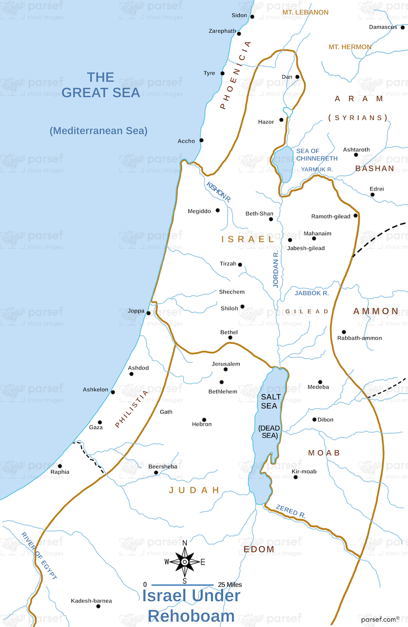 Israel Under Rehoboam Bible Map | Free Bible Maps