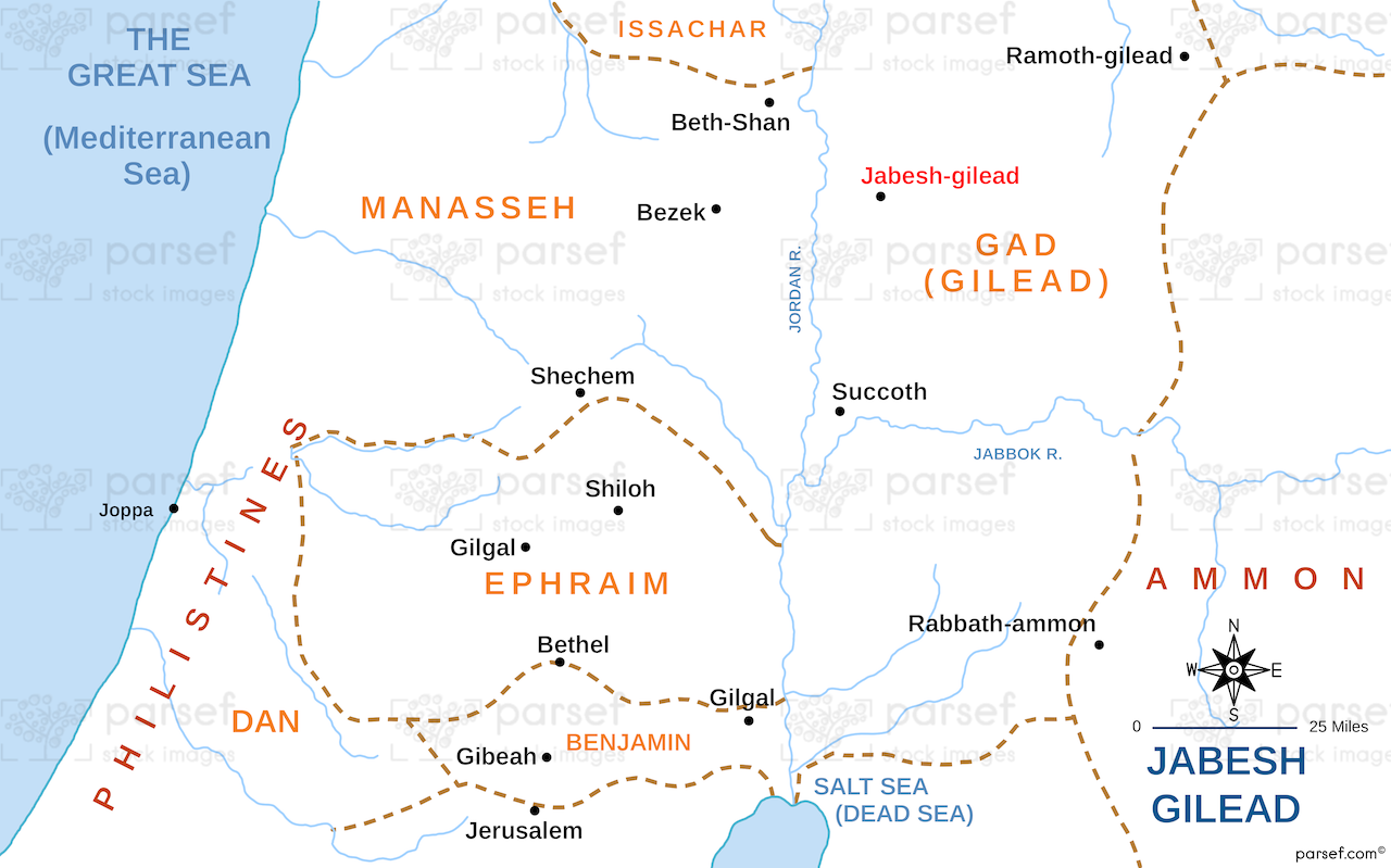 Jabesh Gilead Bible Map | Free Bible Maps