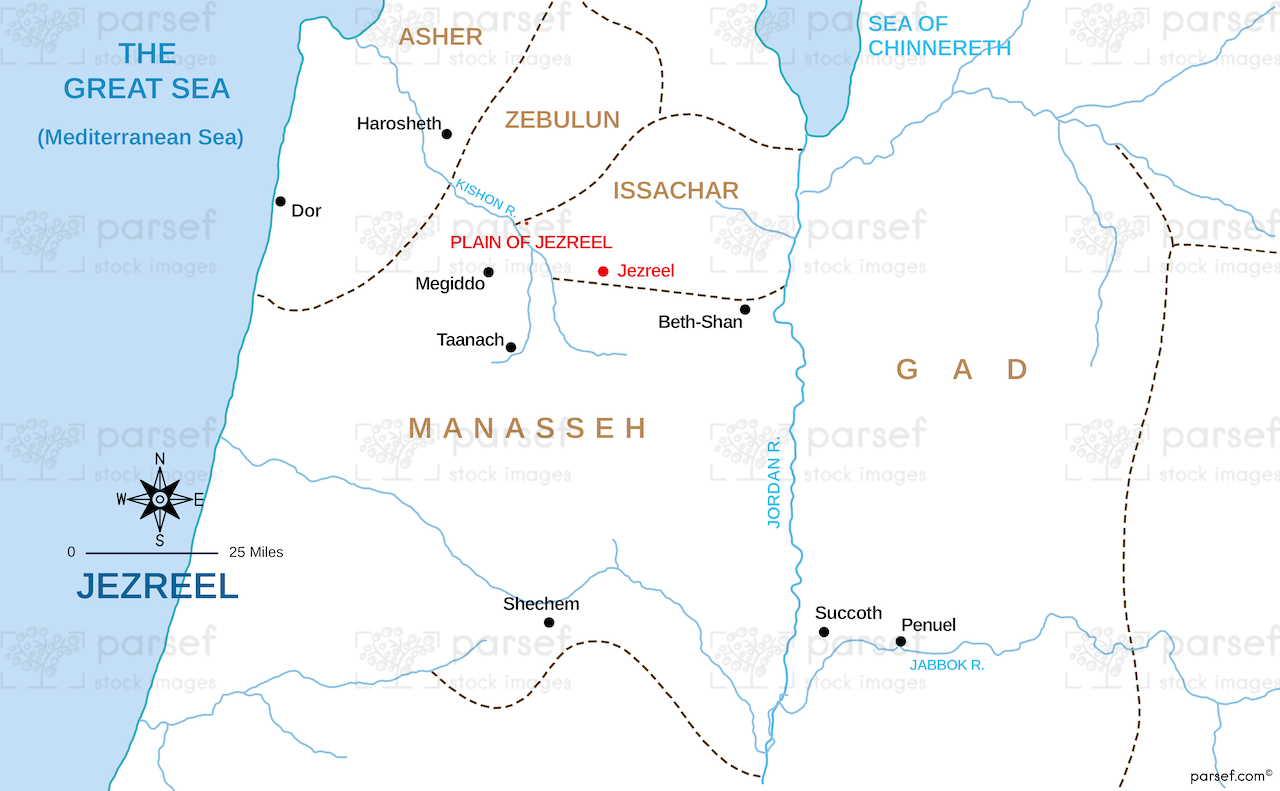 Jezreel and the Book of Judges Bible Map | Free Bible Maps