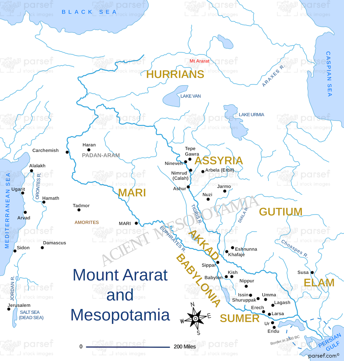 Mount Ararat and Mesopotamia Bible Map | Free Bible Maps