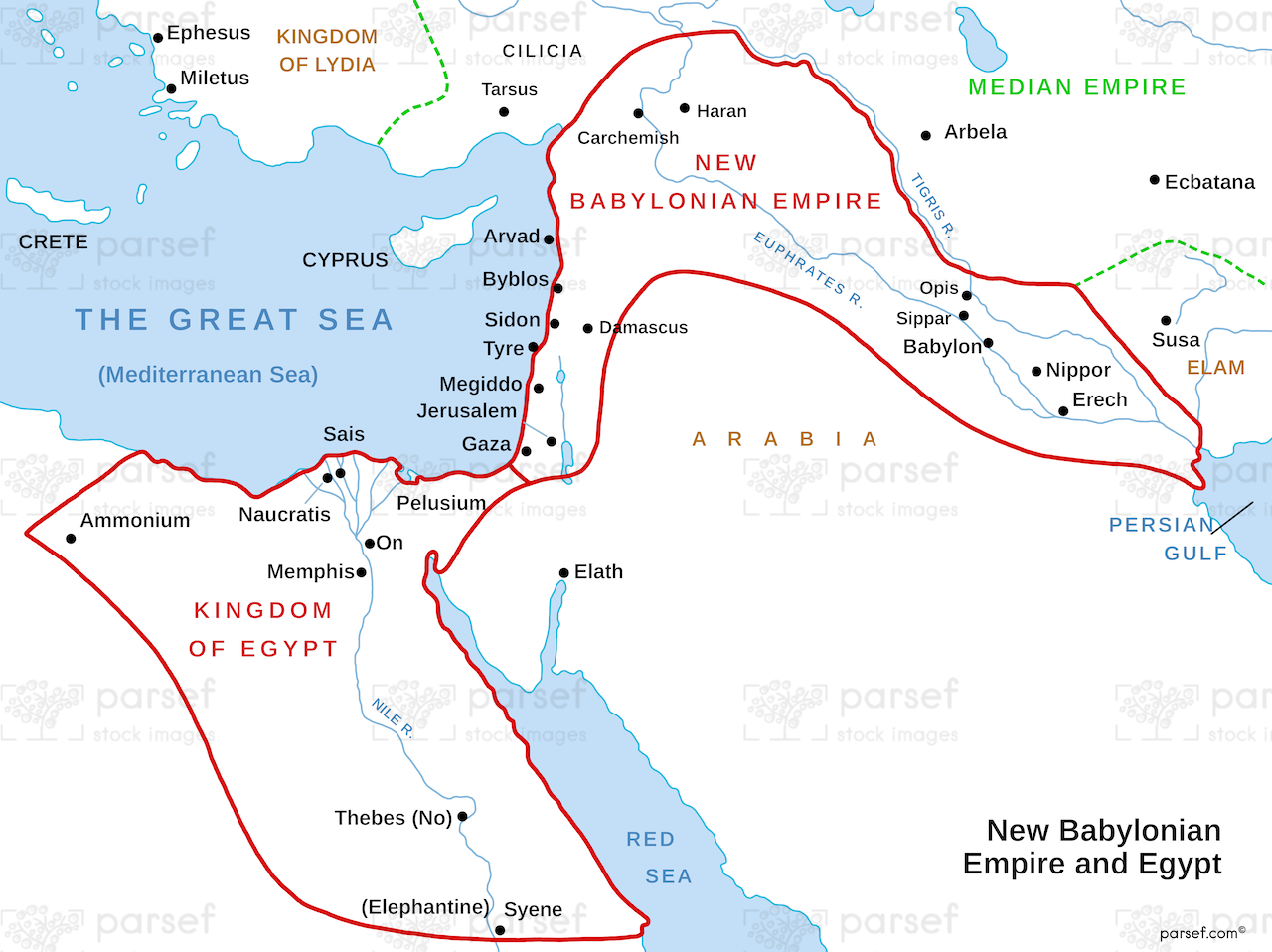 II Kings New Babylonian Empire and Egypt Bible Map | Free Bible Maps