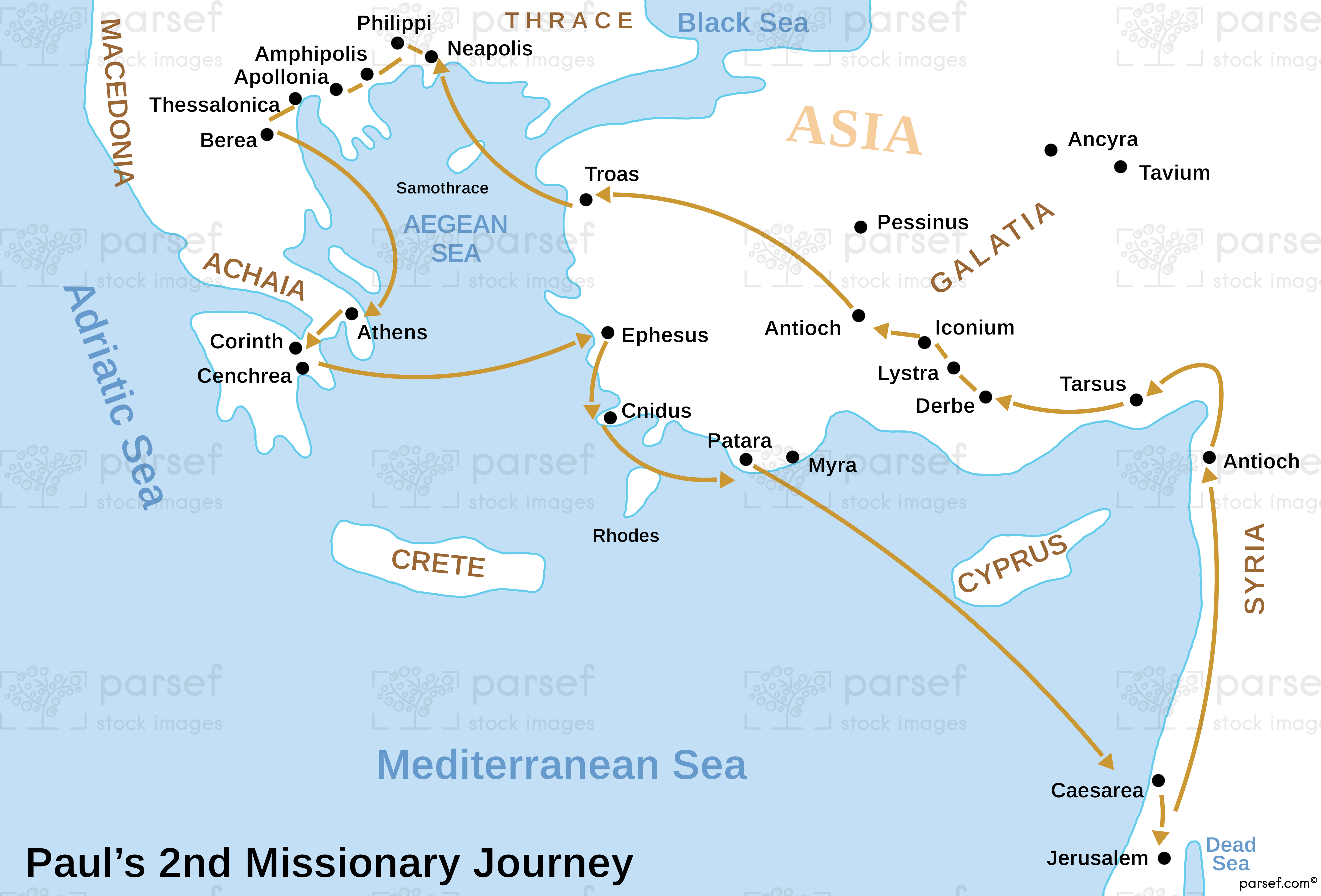 Acts Pauls Second Missionary Journey Bible Map | Free Bible Maps