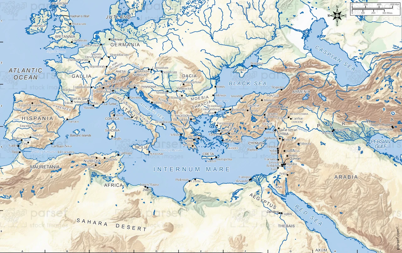 The Extent Of The Ancient Mediterranean World Bible Map | Free Bible Maps
