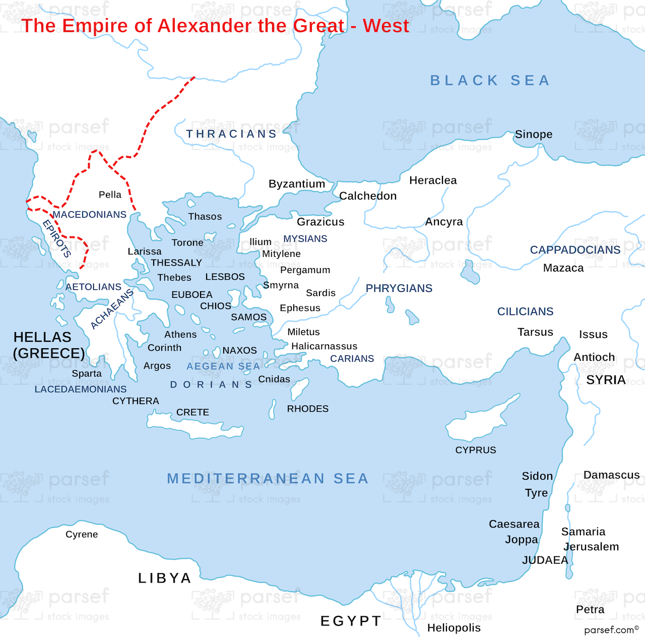Alexander the Great’s Empire on the West Bible Map | Free Bible Maps