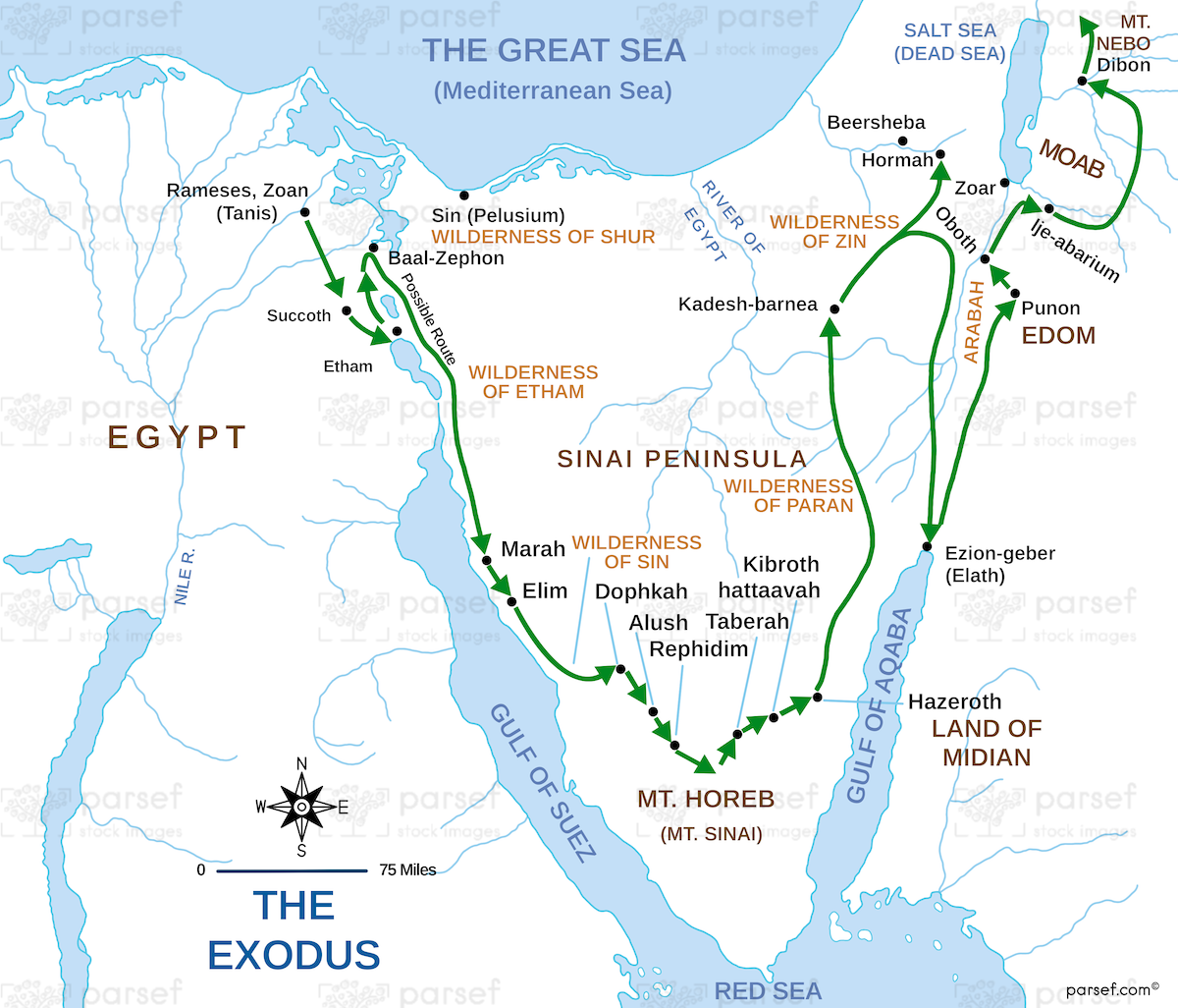 Exodus Route Bible Map | Free Bible Maps