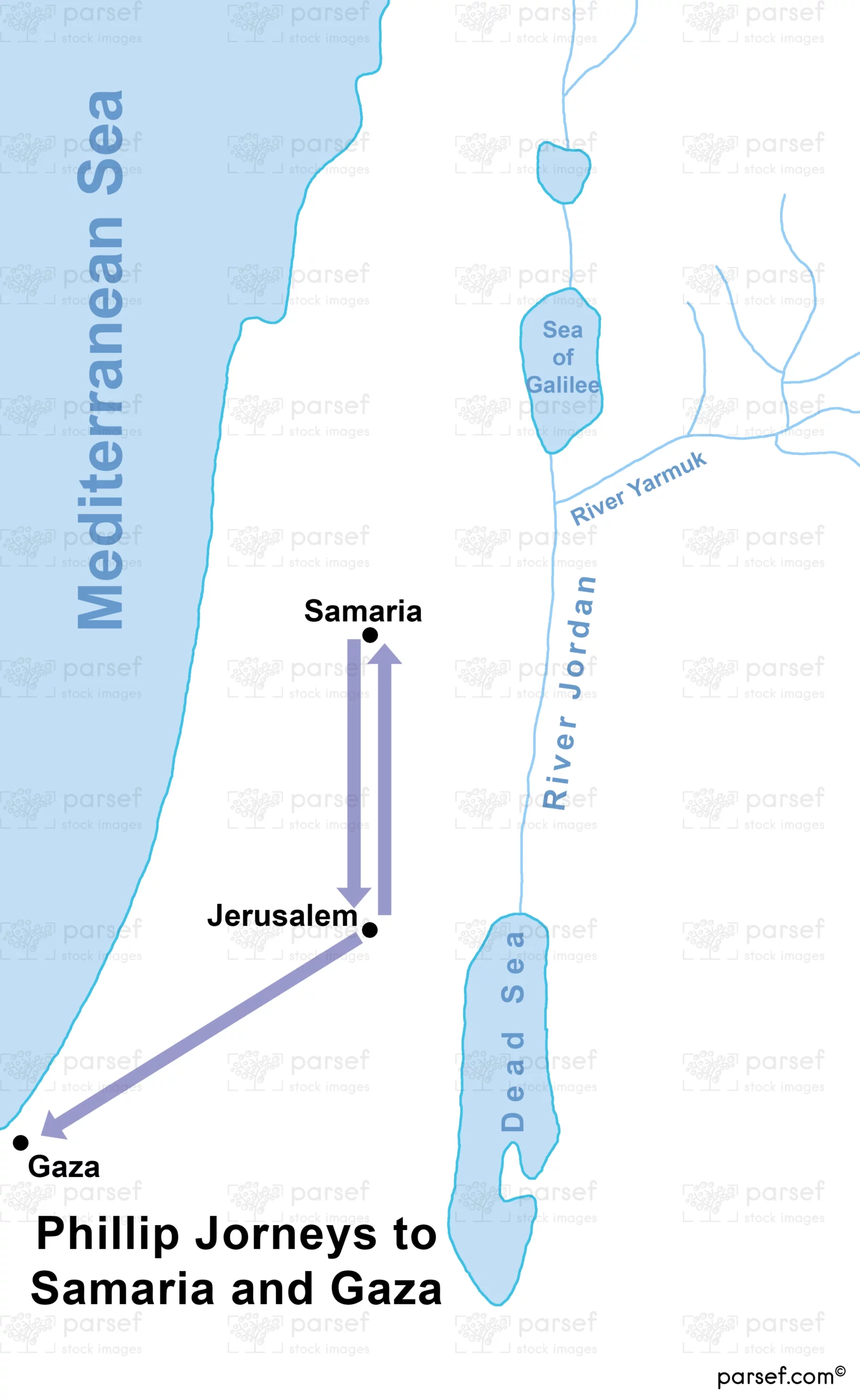 Acts Phillip Samaria Gaza Bible Map | Free Bible Maps
