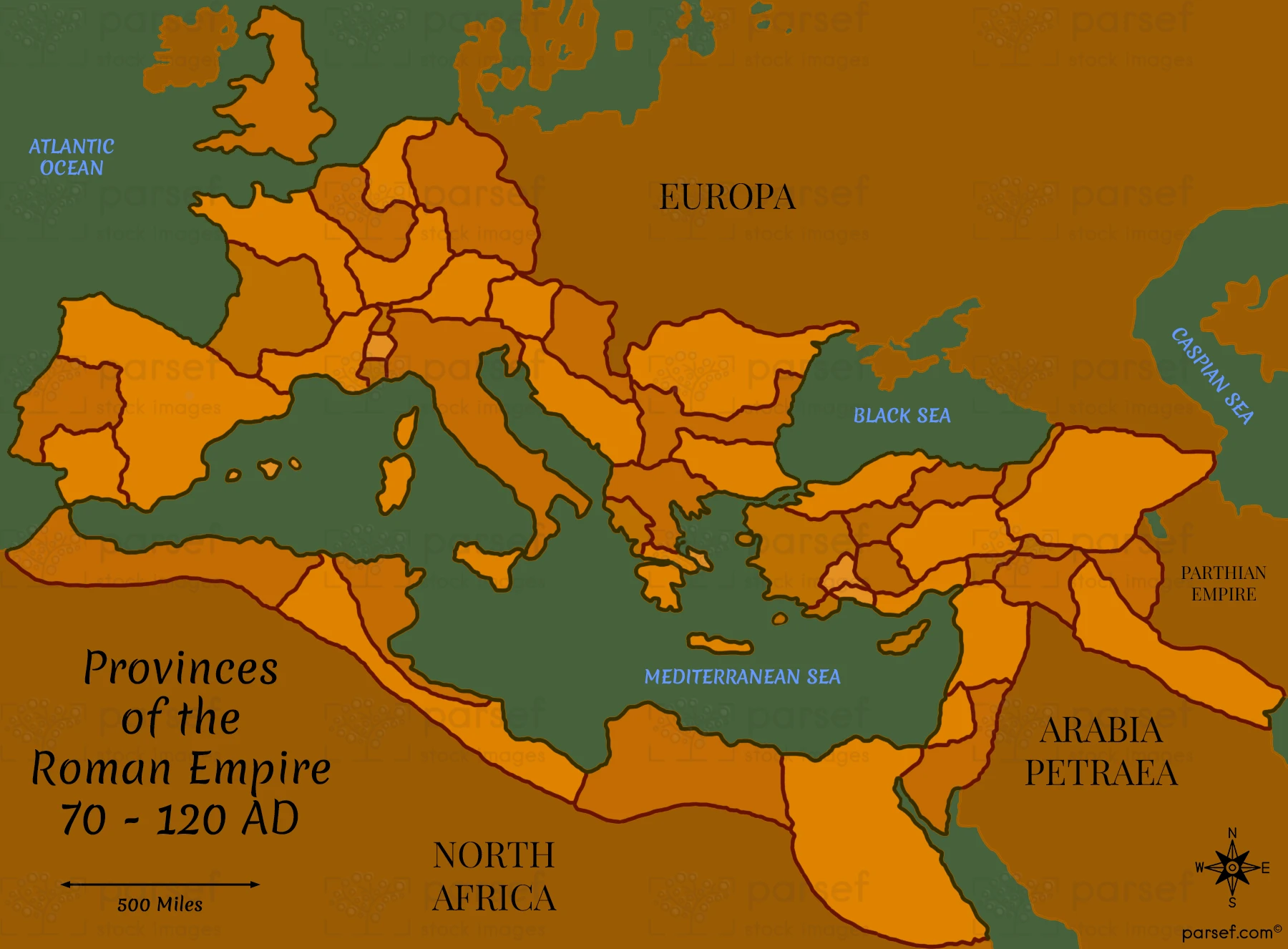 Provinces of the Roman Empire 70 – 120 AD Bible Map | Free Bible Maps